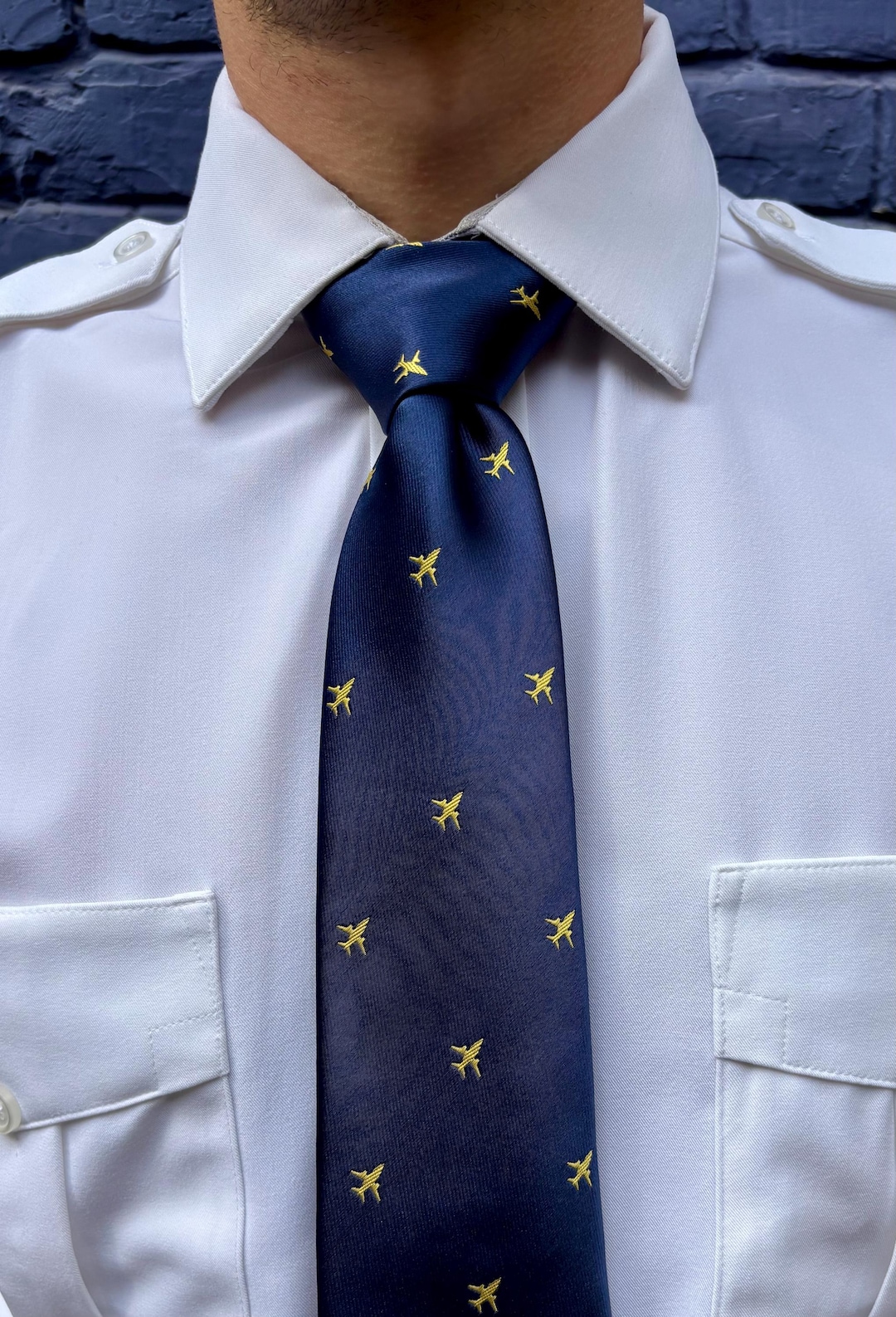 Blue Tie With Yellow Planes, Necktie, Aviation Gift, Present for Pilot ...