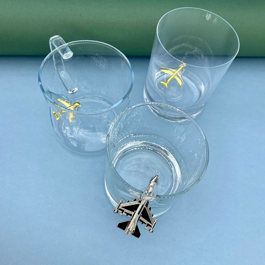 Glass With Airplane Boeing F-16, Fighting Falcon, Aviation Glass, Gift ...