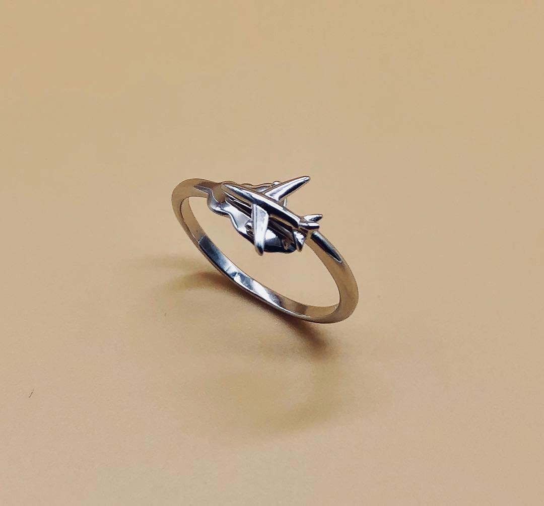 Airplane Ring, Silver Plane Ring, Travel Ring, Flight Attendant Gift ...