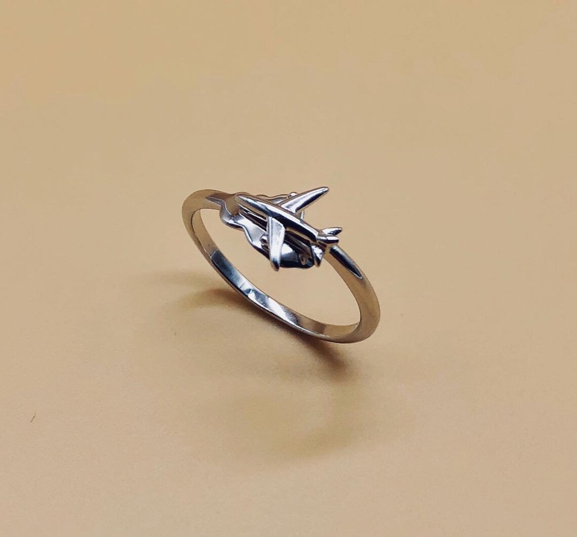 Airplane Ring Silver Plane Ring Travel Ring Flight - Etsy