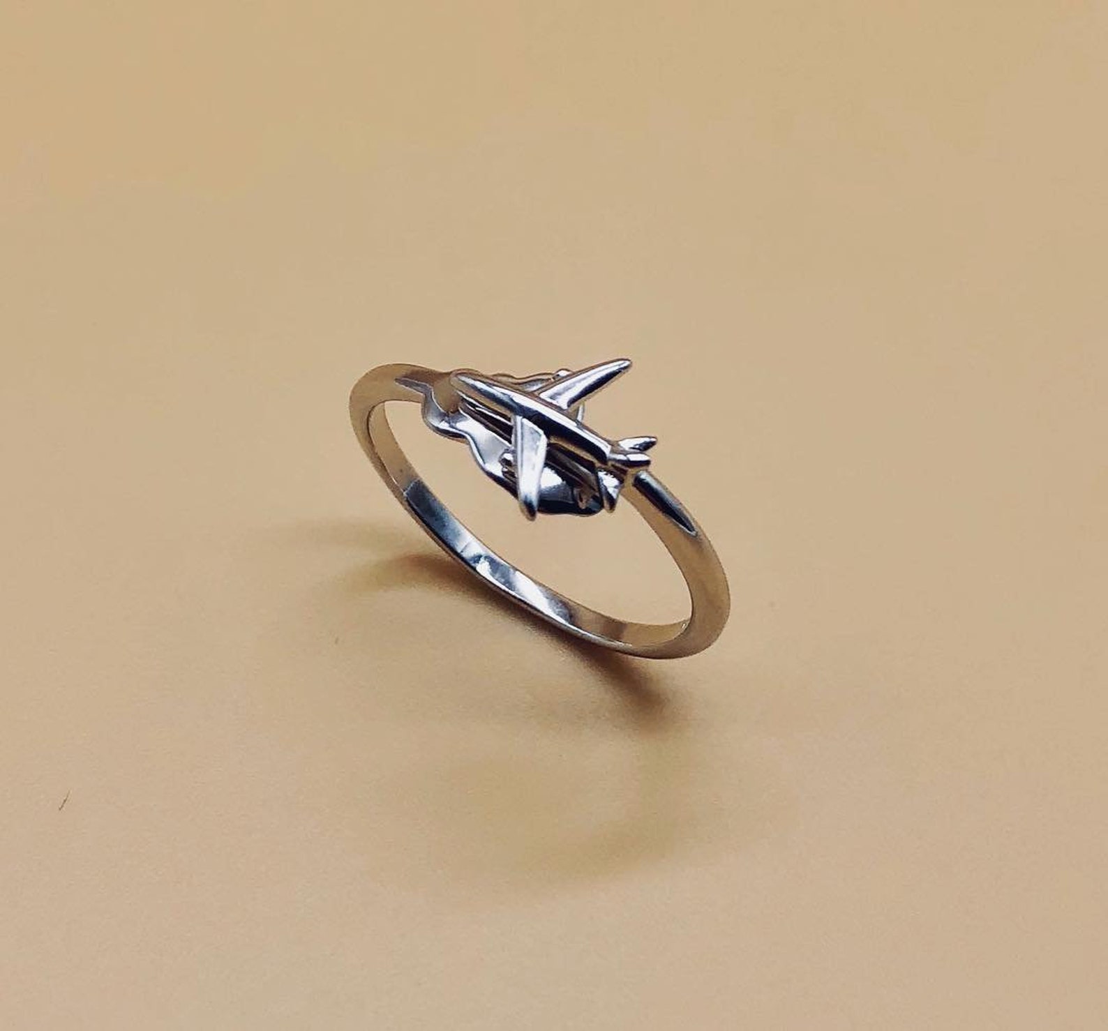 Airplane Ring Silver Plane Ring Travel Ring Flight - Etsy