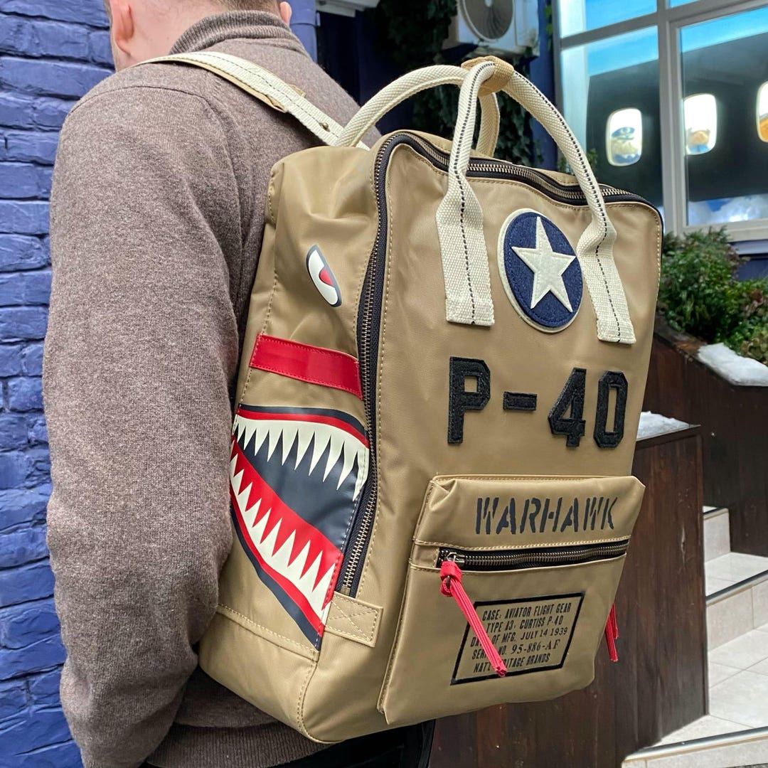 Backpack P-40 WARHAWK, Khaki Backpack, Backpack, Airplane, Plane ...