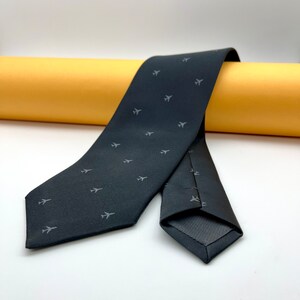 Black Tie With Planes, Necktie, Aviation Gift, Present for Pilot ...