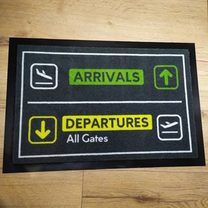 Departure Arrival Doormat, Aviation Gift, Arrivals and Departures Plane ...