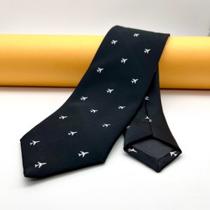Black Tie With Planes, Necktie, Aviation Gift, Present for Pilot ...