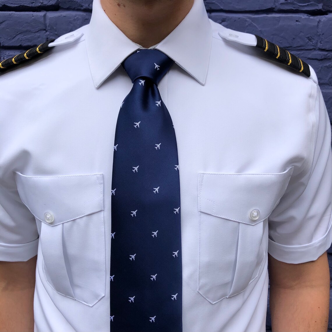 Blue Tie With Yellow Planes Necktie Aviation gift Present | Etsy