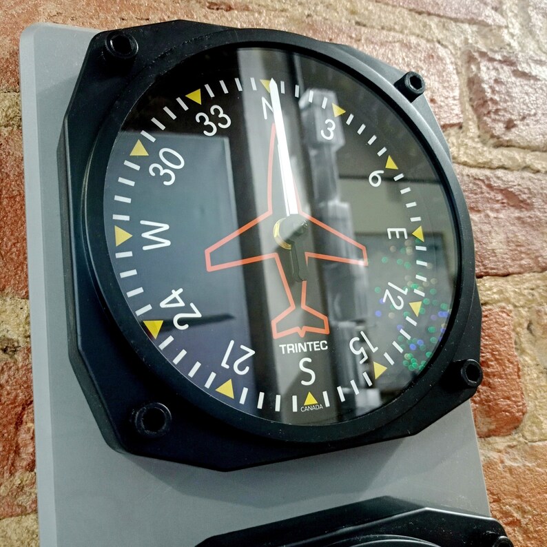 Clock Altitude and Thermometer Airspeed, Course, Wall Clock, Aviation ...