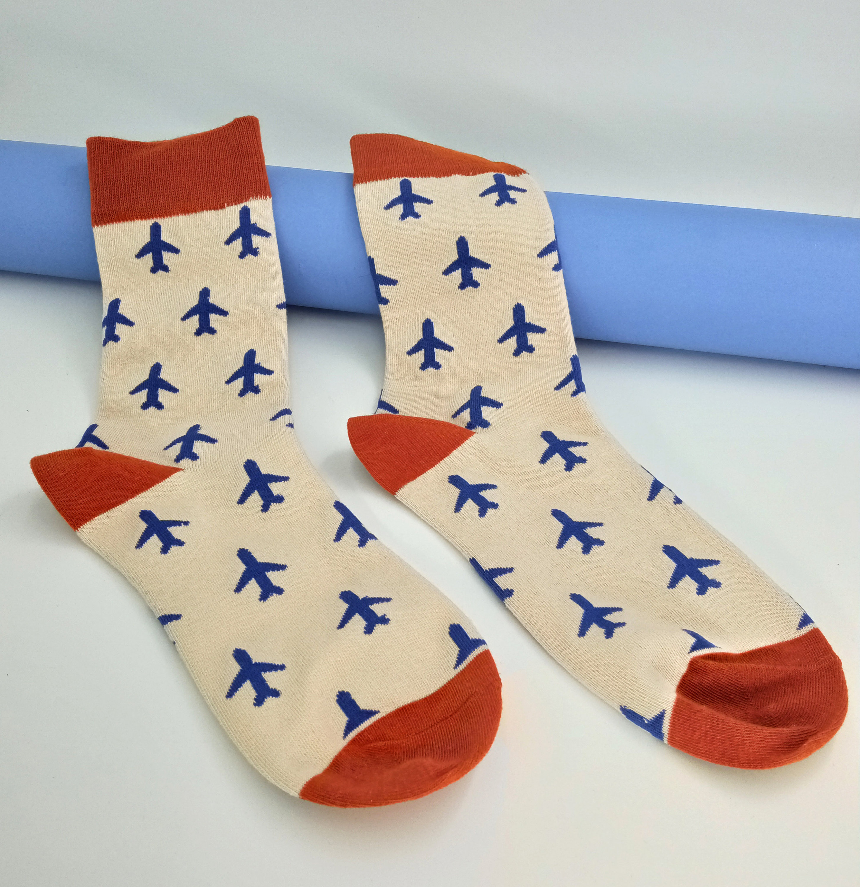 Beige Aviation Socks With Plane Socks With Airplanes Flight | Etsy