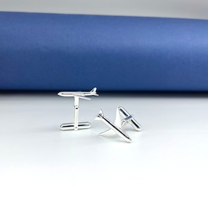 Silver Airplane Cufflinks, Aircraft, Plane, Airplane Jewelry, Pilot ...