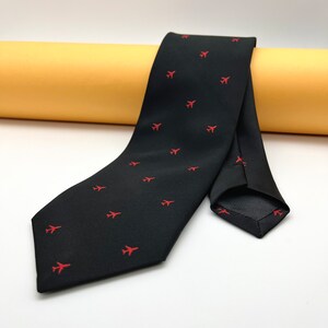 Black Tie With Planes, Necktie, Aviation Gift, Present for Pilot ...