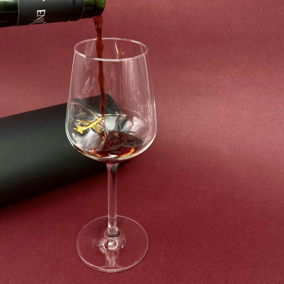 Wine Glass With Airplane, Red Wine Glass, Aviation, Wineglass, Wedding ...