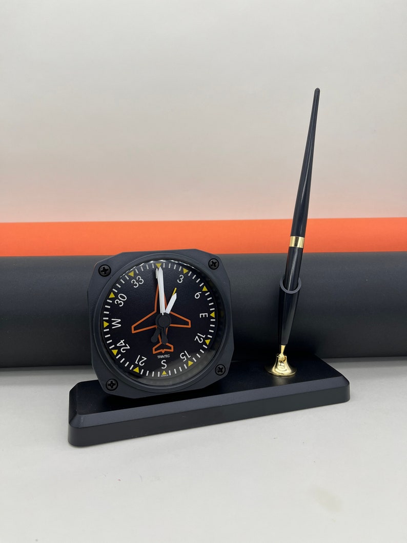 Aviation Table Clock, Airplane, Plane, Alarm Clock, Set With Pen, Gift ...
