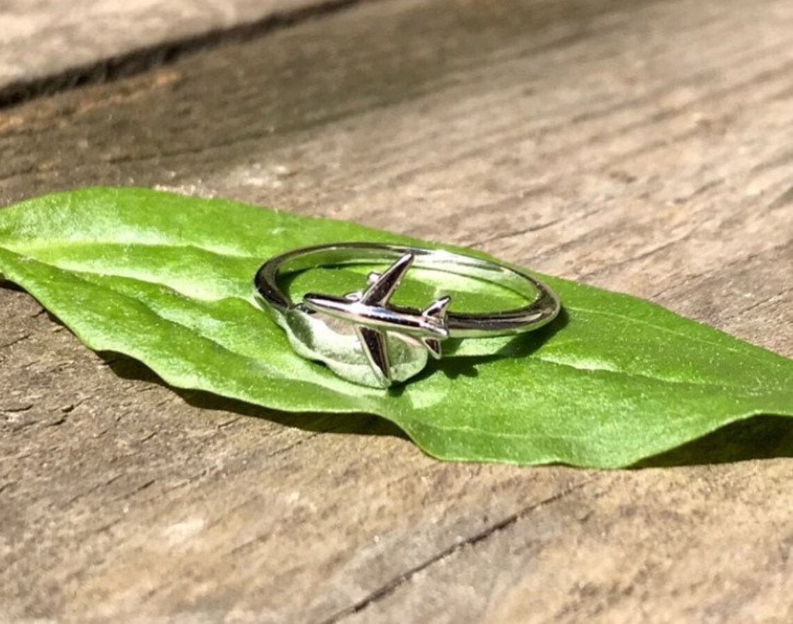 Airplane Ring Silver Plane Ring Travel Ring Flight | Etsy