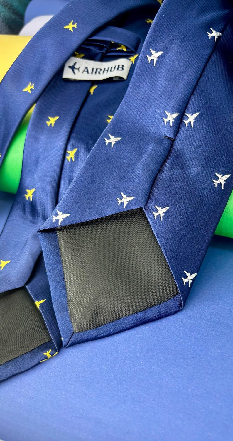 Blue Tie With Yellow Planes, Necktie, Aviation Gift, Present for Pilot ...