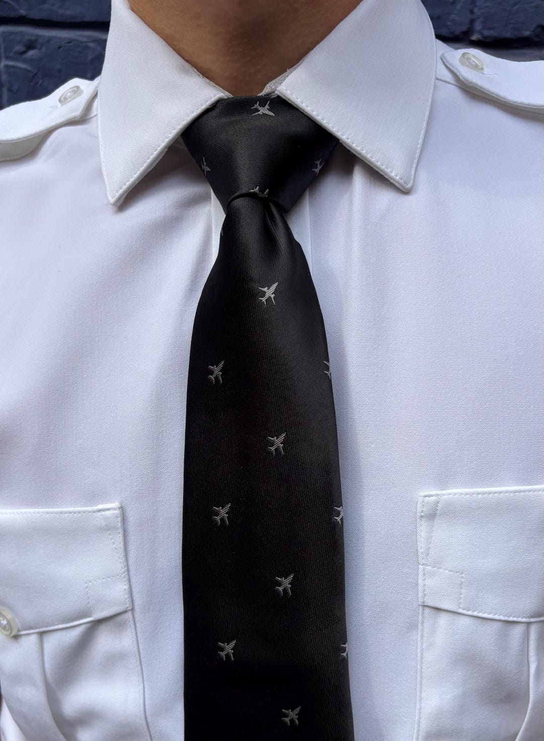 Black Tie With Planes, Necktie, Aviation Gift, Present for Pilot ...