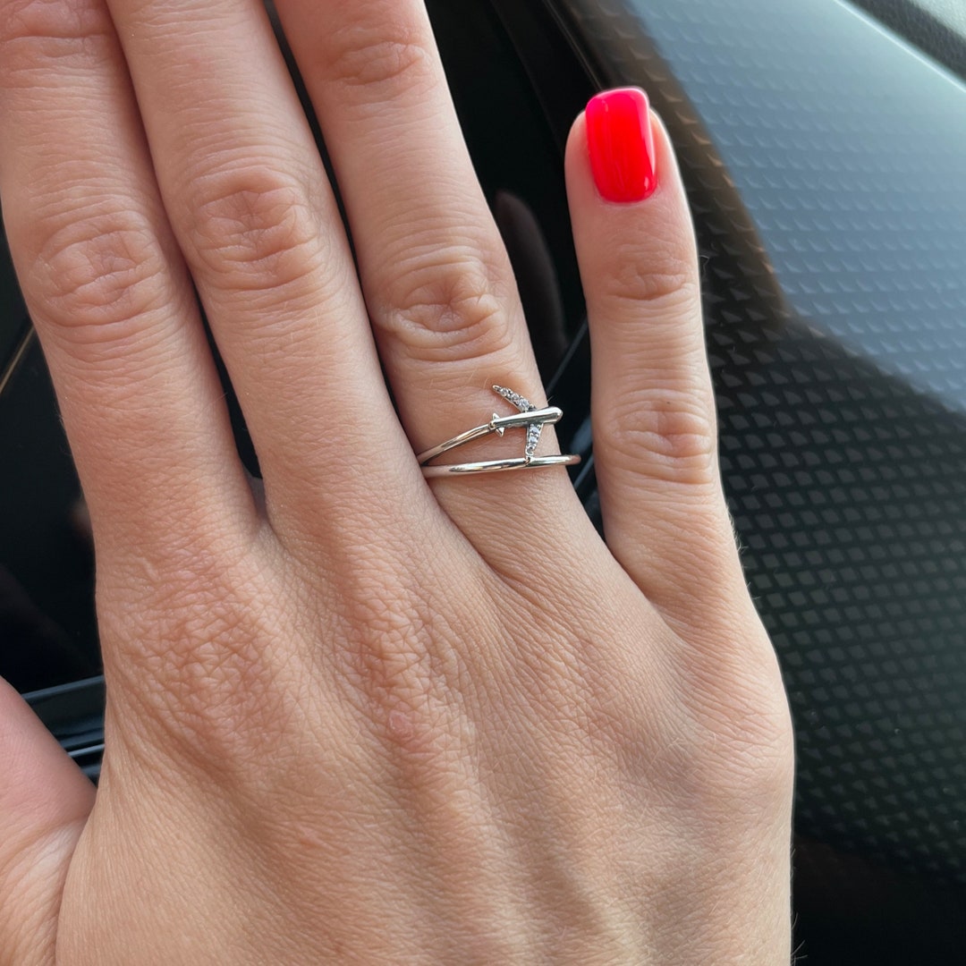 Airplane Ring - Ring With Plane - Gift for Stewardess - Silver Ring ...