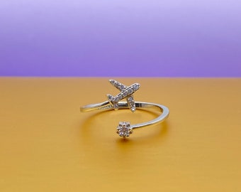 Airplane Ring - Ring With Plane - Gift for Stewardess - Silver Plane ...