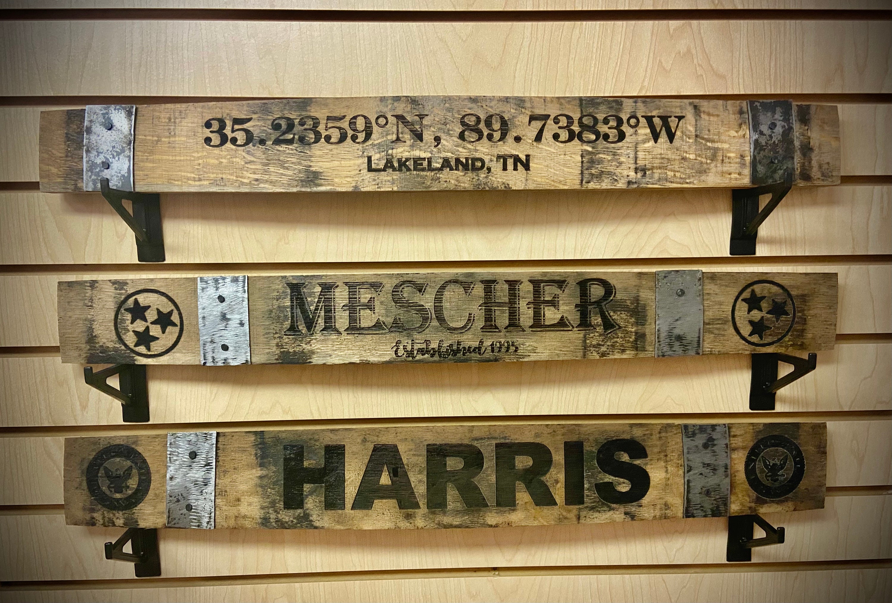 Personalized Barrel Stave Signs With Metal Ring Accents for | Etsy