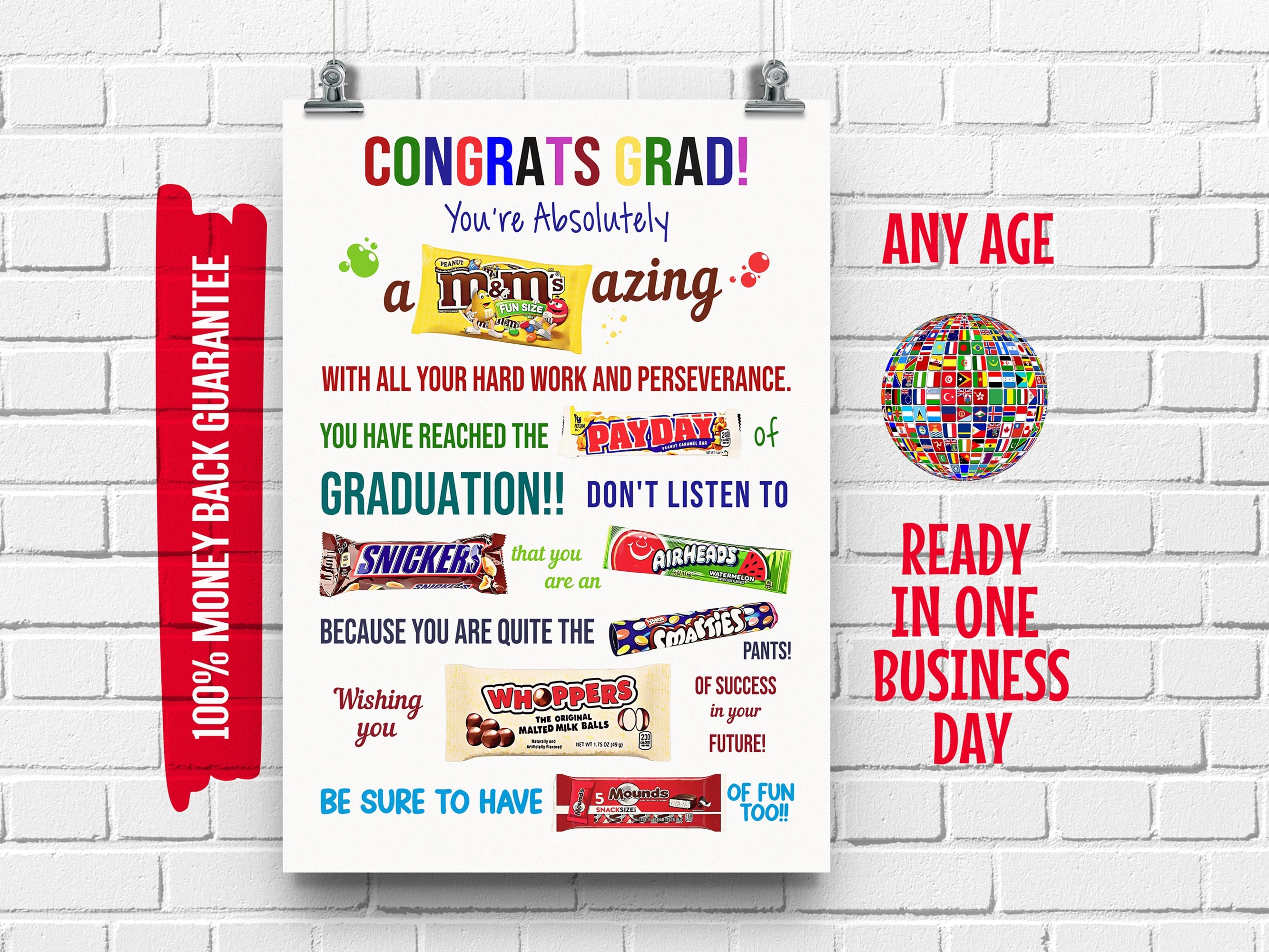 Graduation Candy Board Candy Card Last Minute Graduation Gift Funny ...