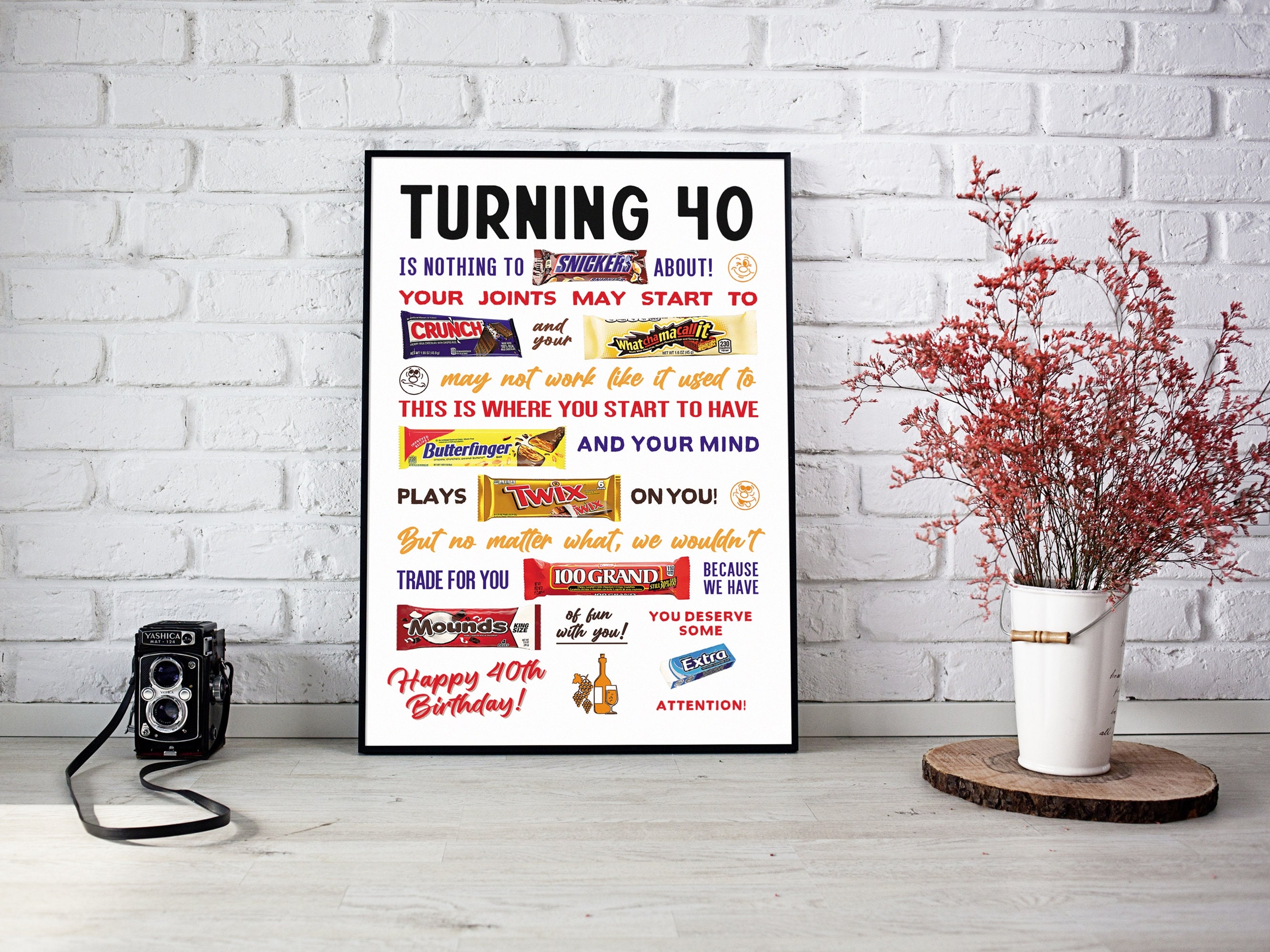 40th Birthday Printable Candy Poster | Birthday Candy Sign | 40th ...