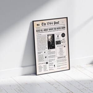1944 80th Birthday Newspaper Sign 80th Birthday Gift for Men or Women ...