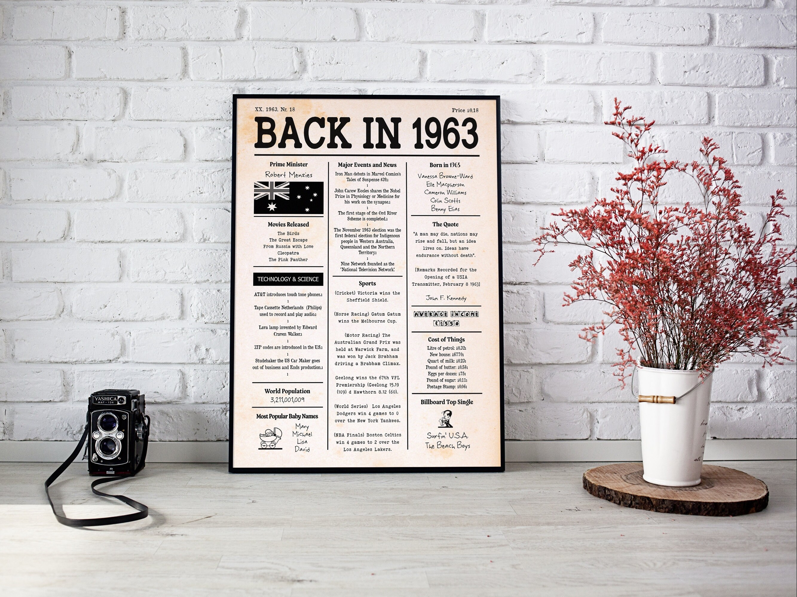 1963 60th Australian Birthday Newspaper Sign 60th Birthday - Etsy