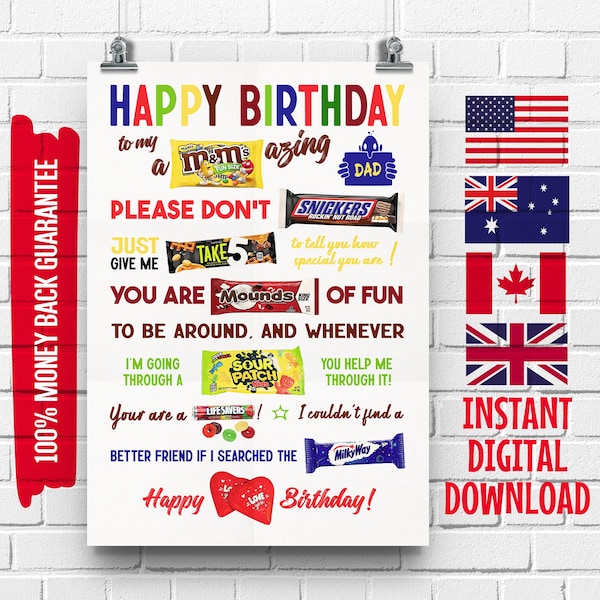 Birthday Candy Poster Board - Etsy