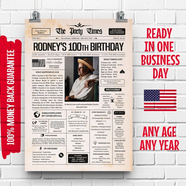 100th Birthday Newspaper - Etsy