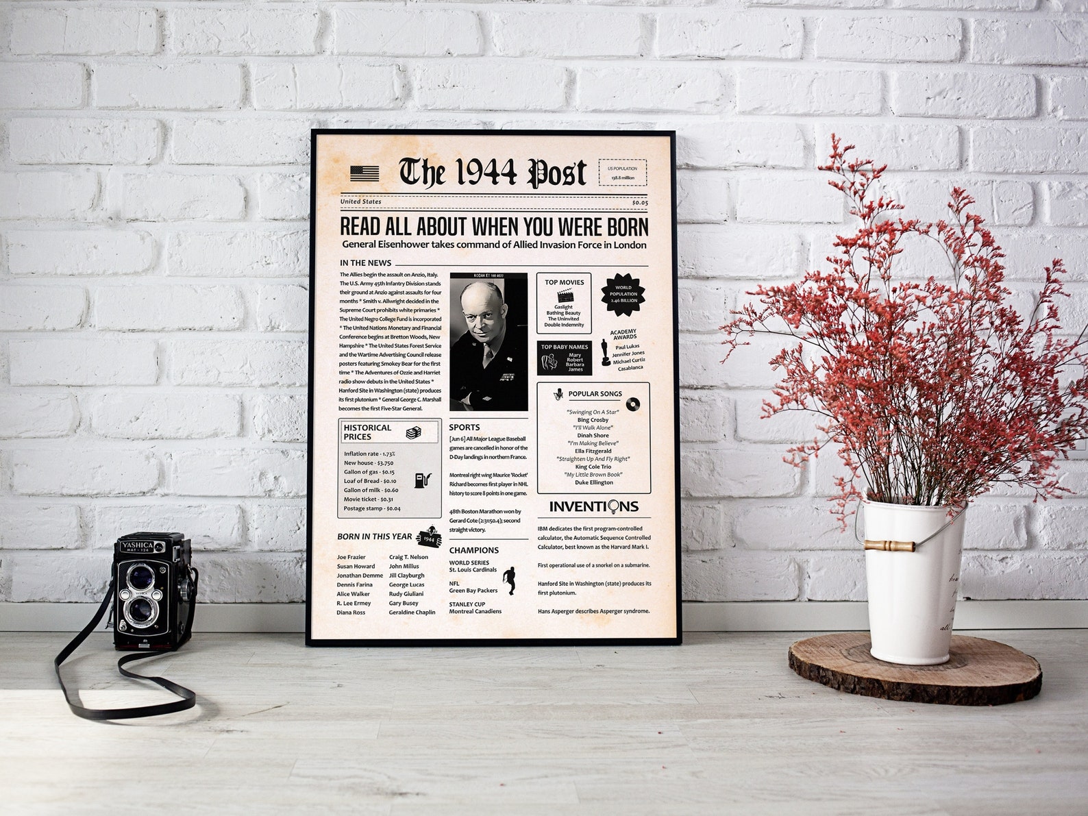 1944 80th Birthday Newspaper Sign 80th Birthday Gift for Men or Women ...