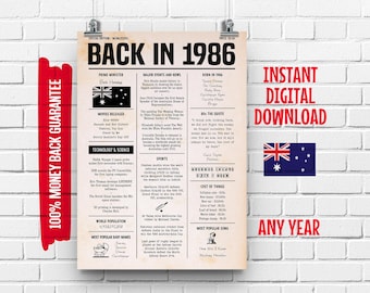 1986 Australian Birthday Newspaper Sign: Fun Facts Trivia (digital ...