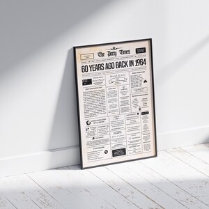 1964 60th Australian Birthday Newspaper Sign 60th Birthday Gift for Men ...