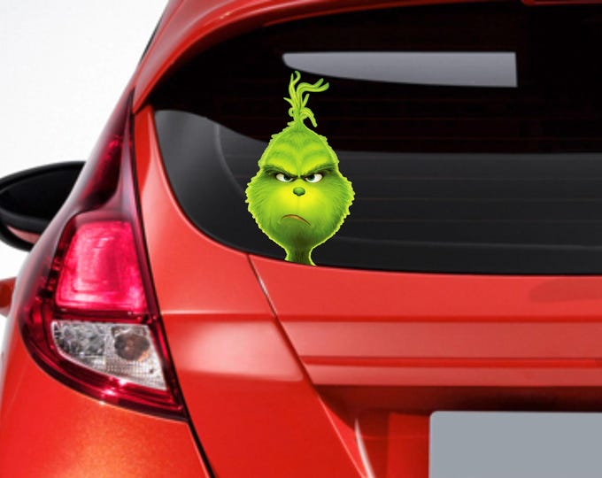 Grinch Head With Ornament Window Cling / Reusable / Stink Stank Stunk ...