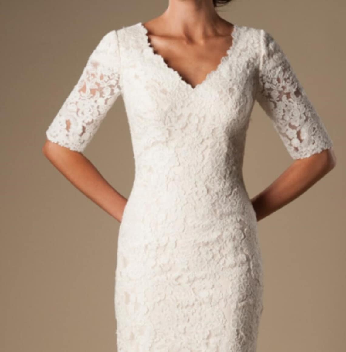 Beautiful Ivory White Antique Lace Modest Wedding Dress or - Etsy UK