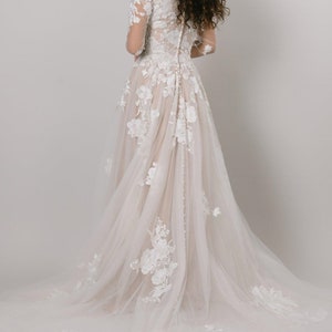 Beautiful Blushing Pink Satin Dress With Deluxe Ivory Lace Overlay ...