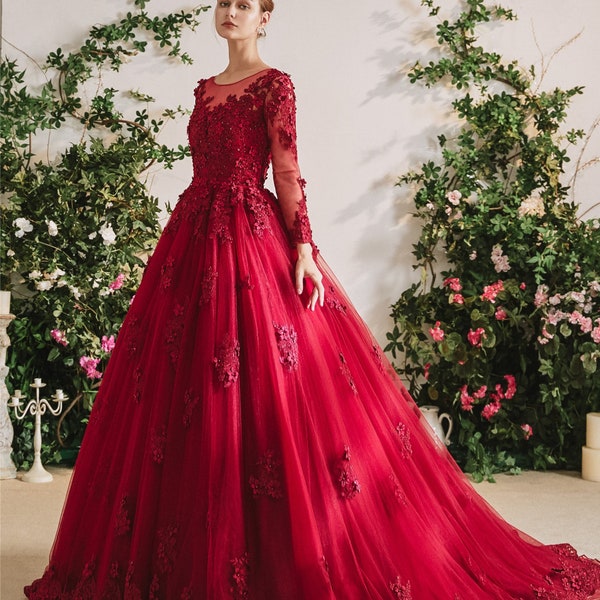 Plus Size Red Wedding Gown - Etsy