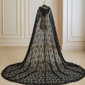 Vintage Lace Black Cape Goth Wedding Cos Play With or Without Hood 10ft ...
