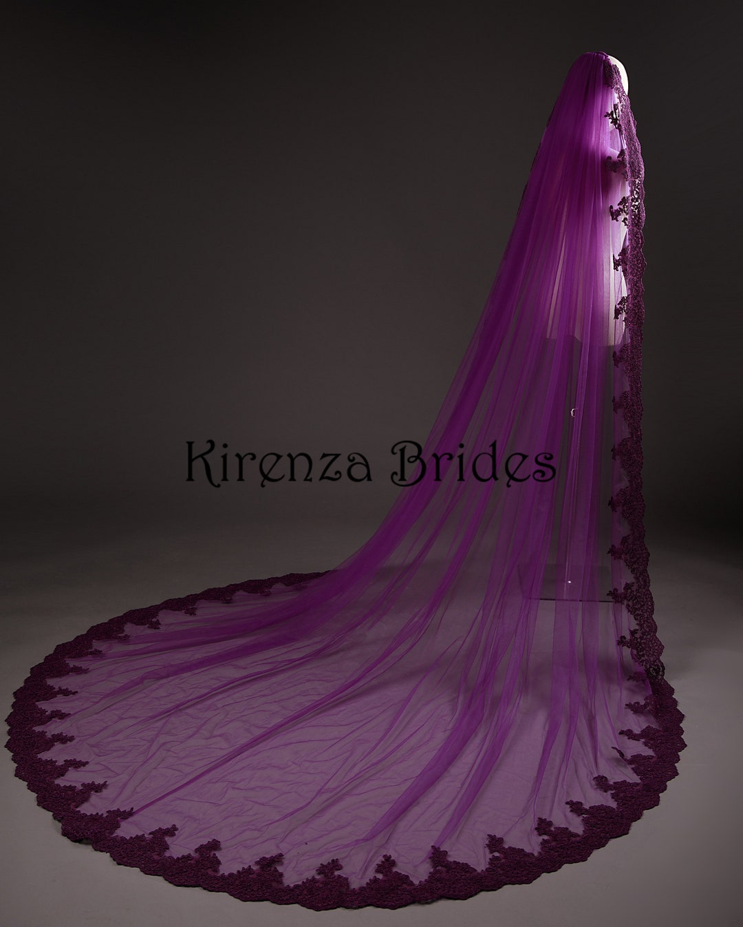 Stunning PURPLE Alternative Wedding Veil With Deluxe Lace Edging & Comb. Fast Delivery - Etsy