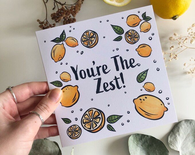 Lemon Birthday Card Eco Friendly Single Card Unique Fruit Food Themed ...