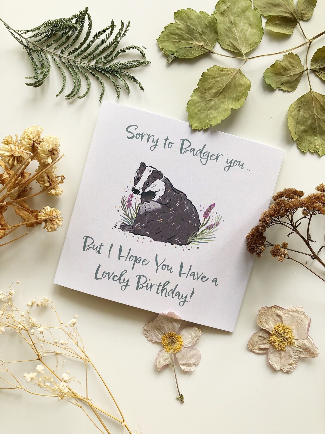 Badger Birthday Card Wildlife Eco Friendly Birthday Card British Badger ...