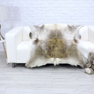 Scandinavian Reindeer Rug, Giant Reindeer Hide, Genuine Leather Rug ...
