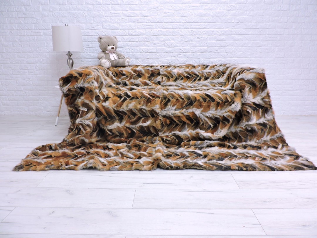 Luxury Real Red Fox Fur Throw, King Fur Blanket, Genuine Red Fox , 90x ...