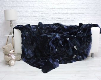 Luxury Real Royal Blue Rex Rabbit Fur Throw Blanket - Etsy