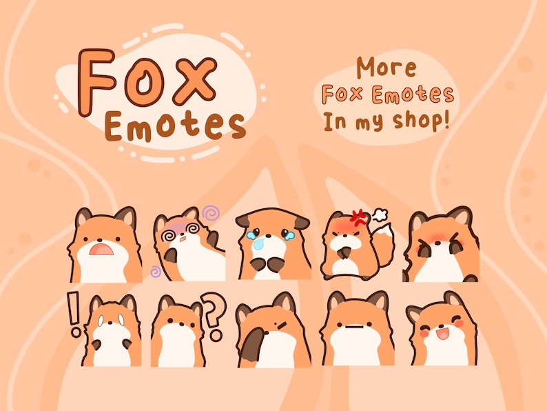 10 Fox Emotes, Twitch / Discord, Premade, Ready to Use - Etsy