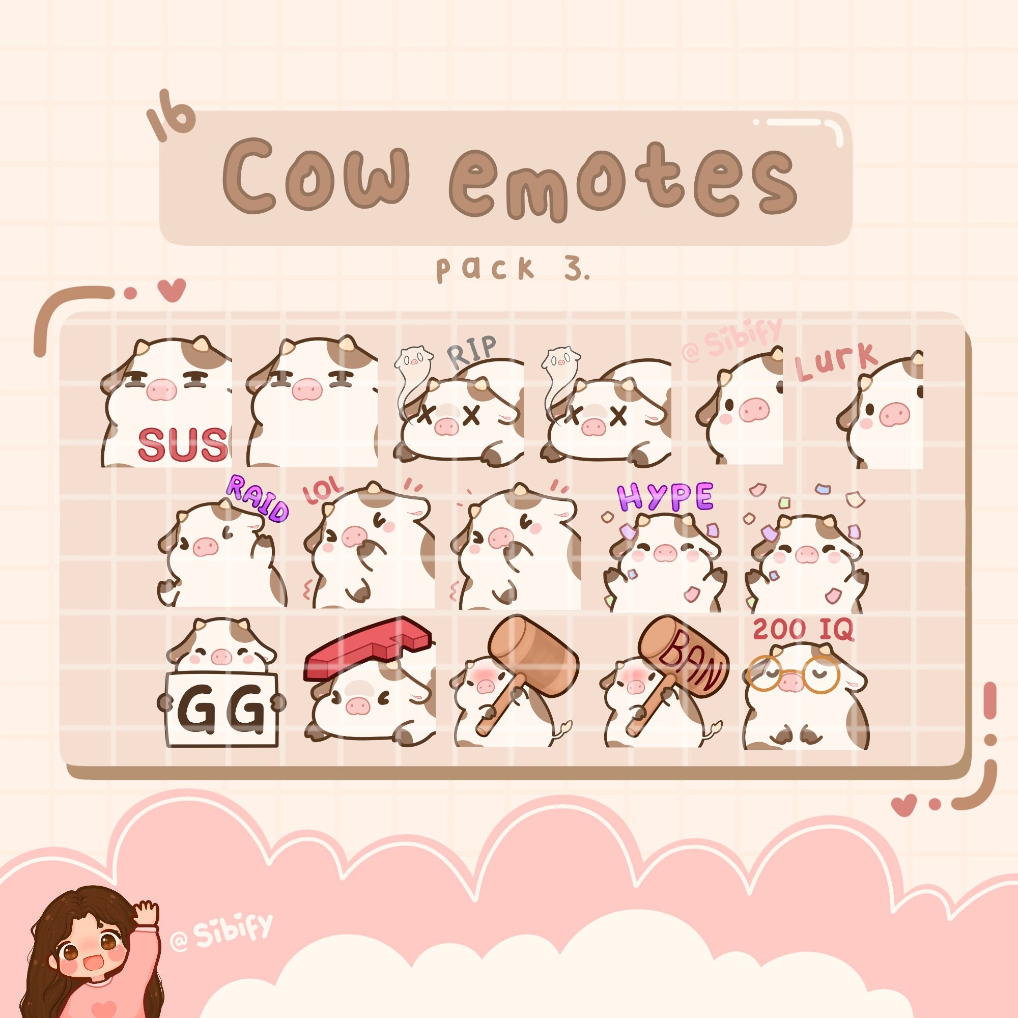 Cow Emotes, Brown, Twitch / Discord, Premade, Ready to Use - Etsy