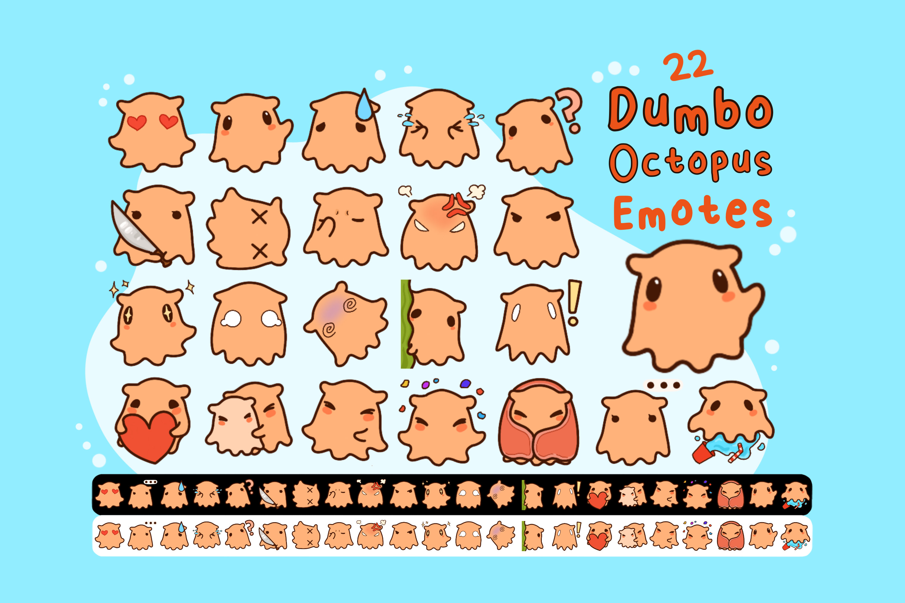 22 Dumbo Octopus Emotes, Twitch / Discord, Premade, Ready to Use - Etsy