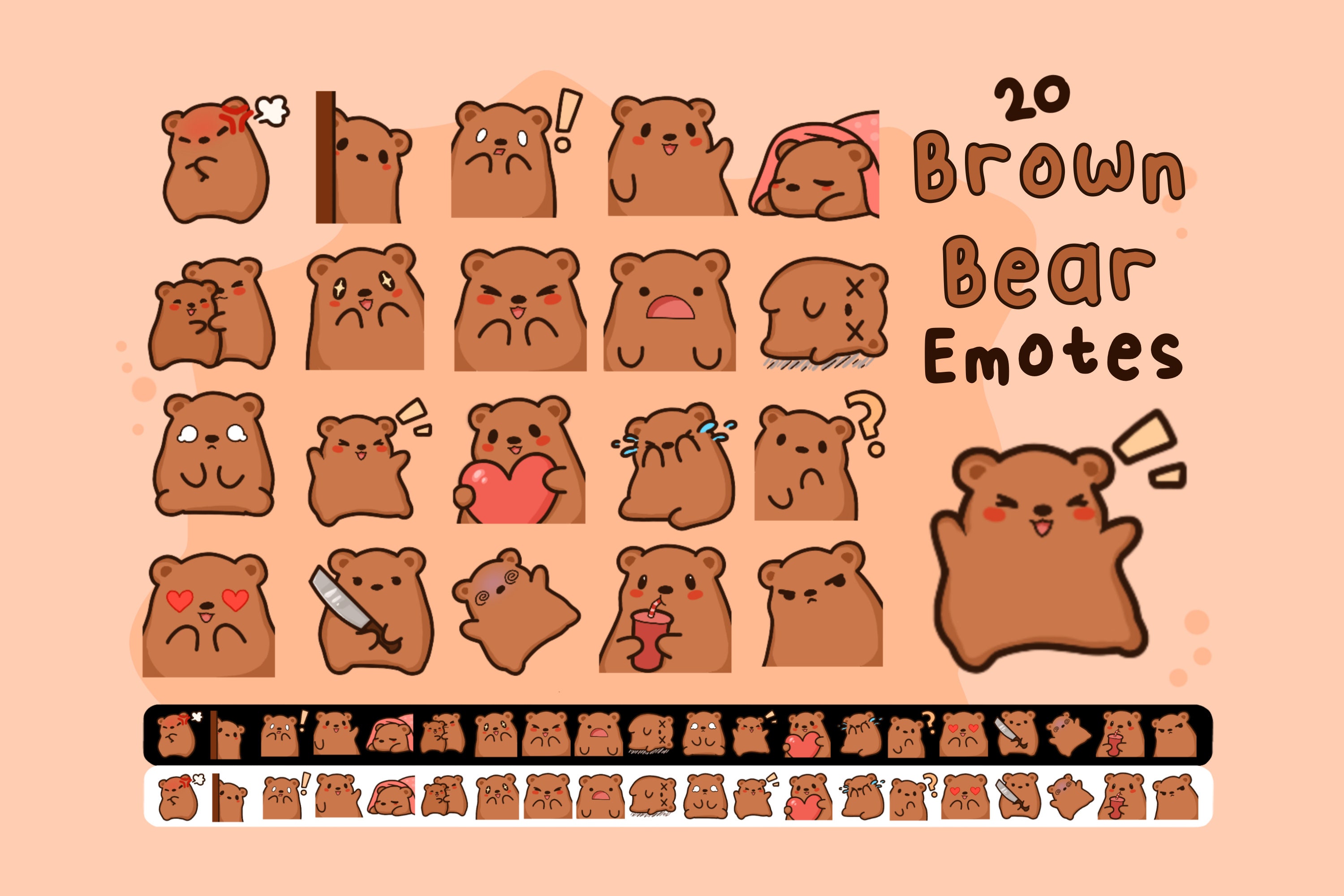 20 Brown Bear Emotes Twitch / Discord Premade Ready to Use - Etsy Australia