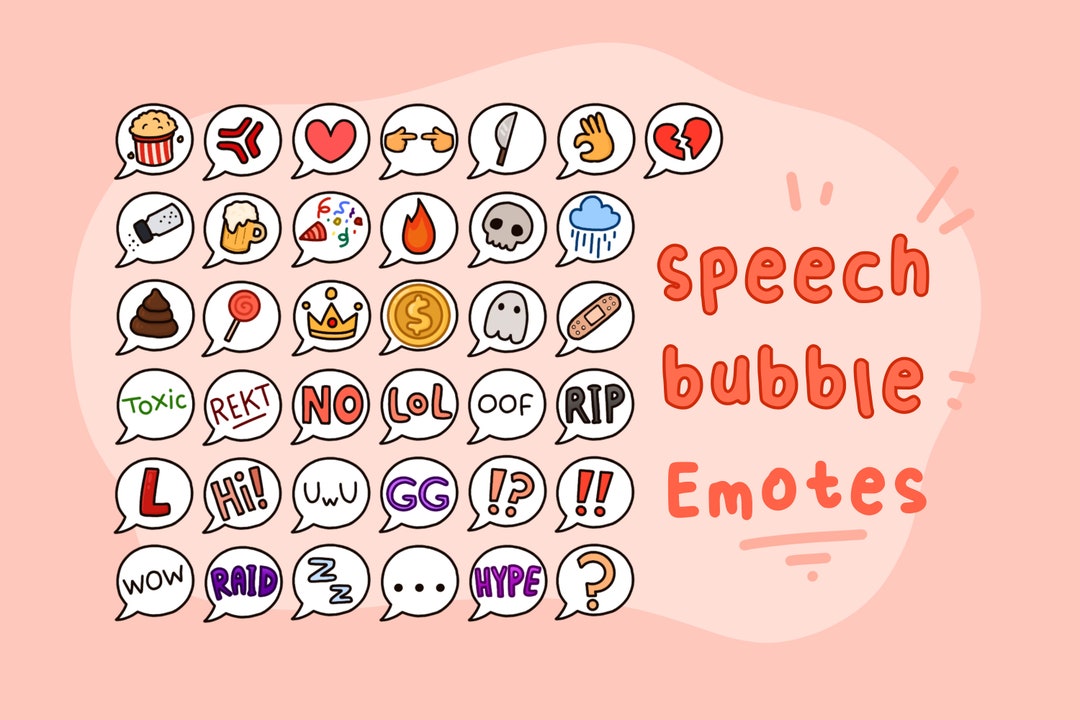37 Speech Bubble Emotes, Text, Icons, Twitch / Discord, Premade, Ready ...