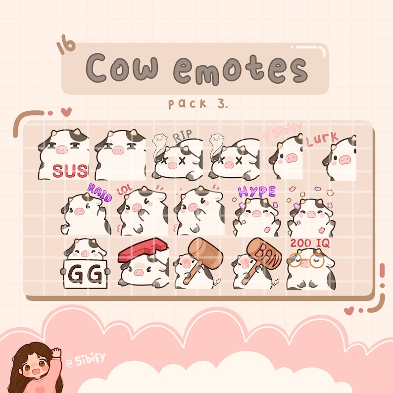 Cow Emotes, Twitch / Discord, Premade, Ready to Use - Etsy