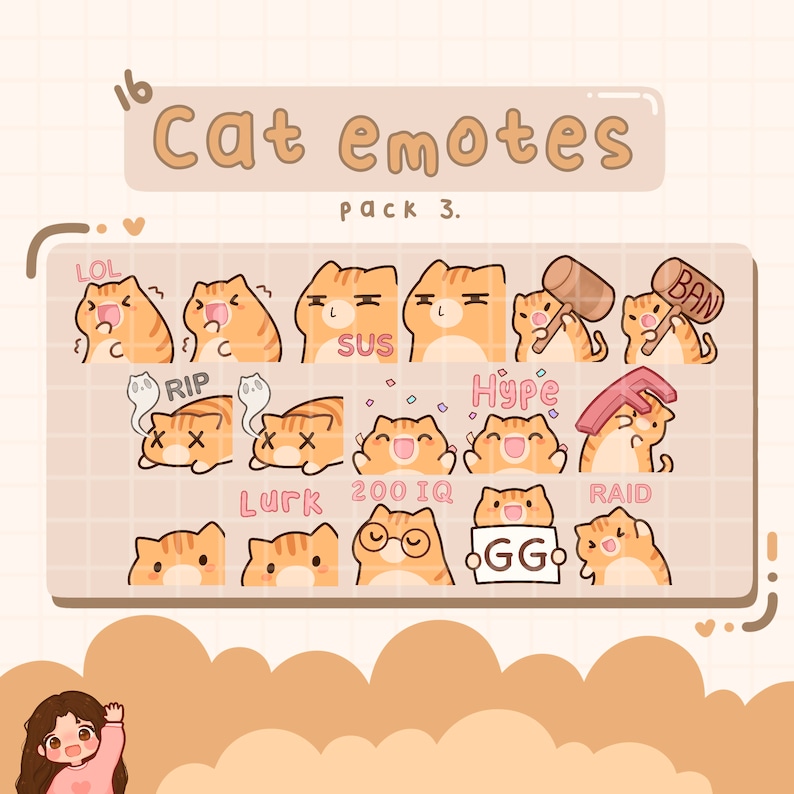 Cat Emotes, Twitch / Discord, Premade, Ready to Use - Etsy