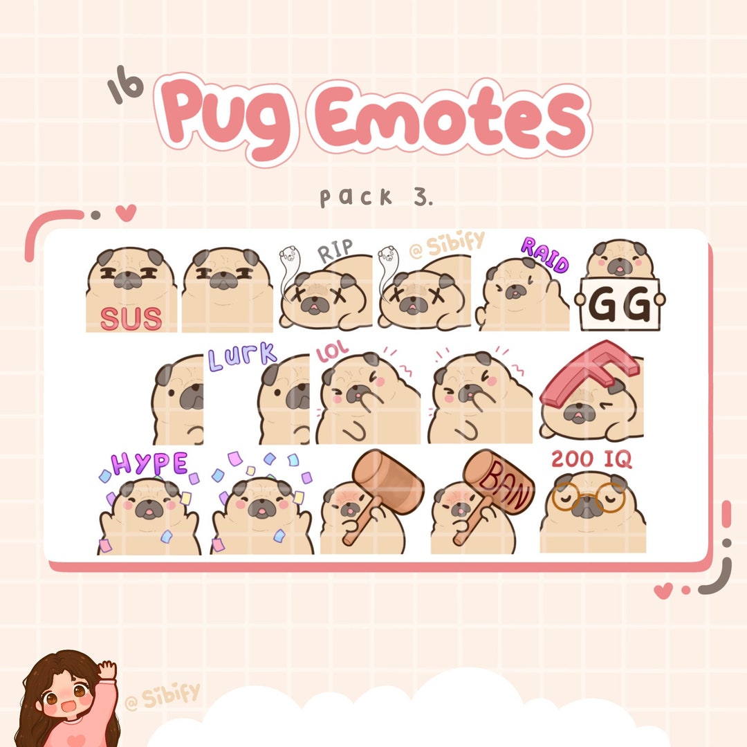 Pug Emotes, Twitch / Discord, Premade, Ready to Use - Etsy